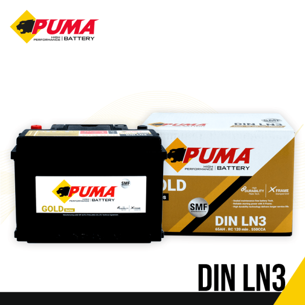 PUMA DIN LN3 - แบตเตอรี่รถยนต์ พูม่าแบตเตอรี่ 65 แอมป์