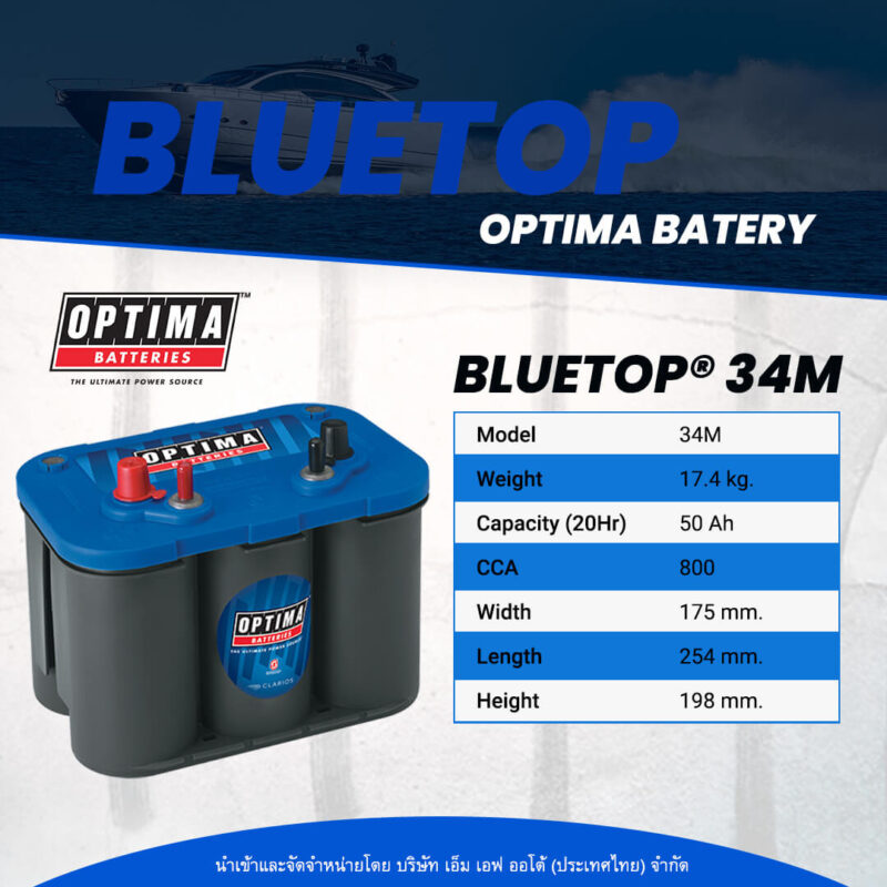 แบตเตอรี่ OPTIMA BLUETOP 34M (BT SLI 4.2L) - แบตเตอรี่รถยนต์